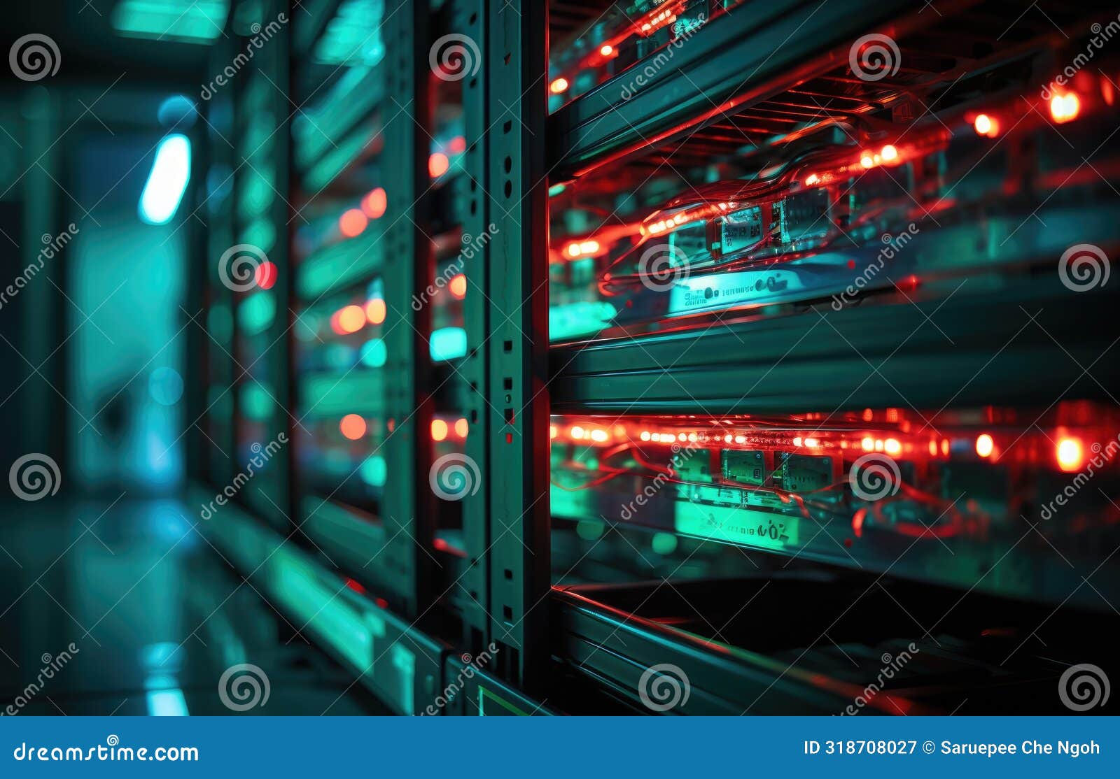 3D Graphics Concept Big Data Center Activates Servers Information ...