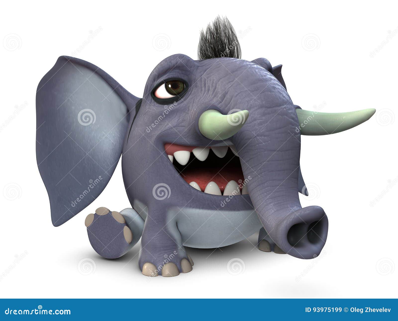 3D Grappig Model Van Beeldverhaal Weinig Olifant Stock Illustratie ...