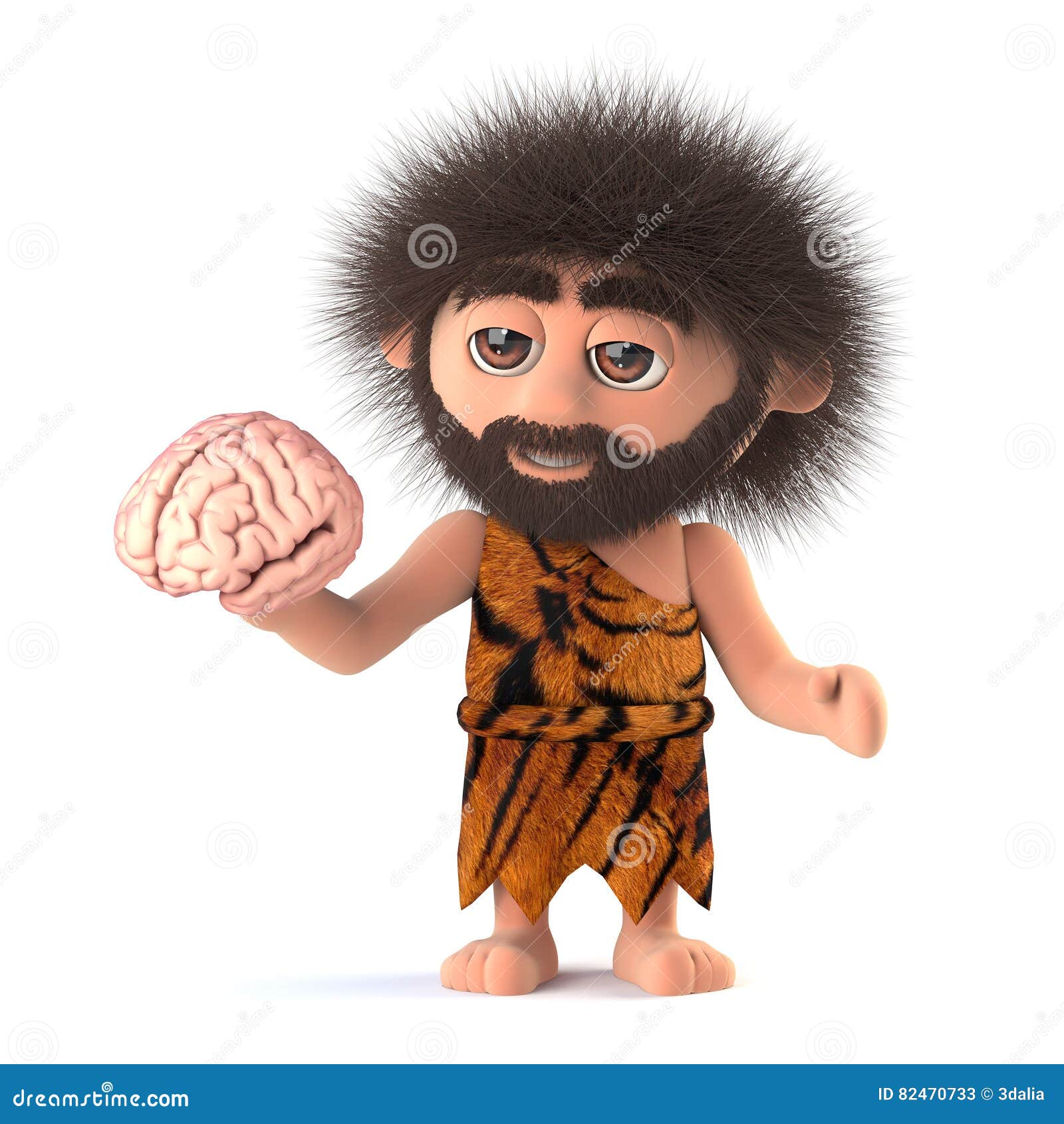 3d Grappige Holbewoner Heeft Hersenen Stock Illustratie - Illustration ...