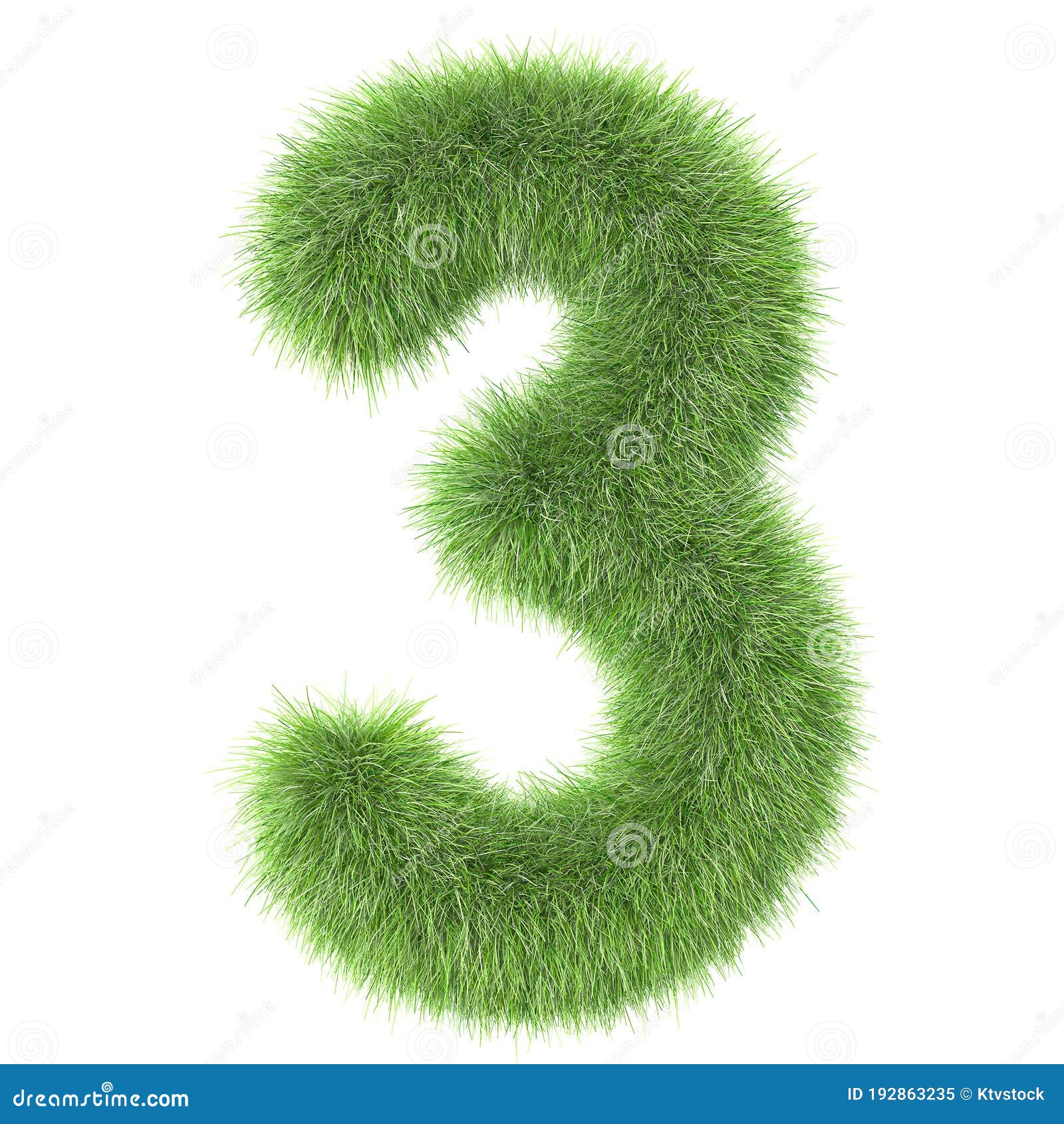 3d Grass Creative Cartoon Nature Decorative Number 3 Stock Illustration ...