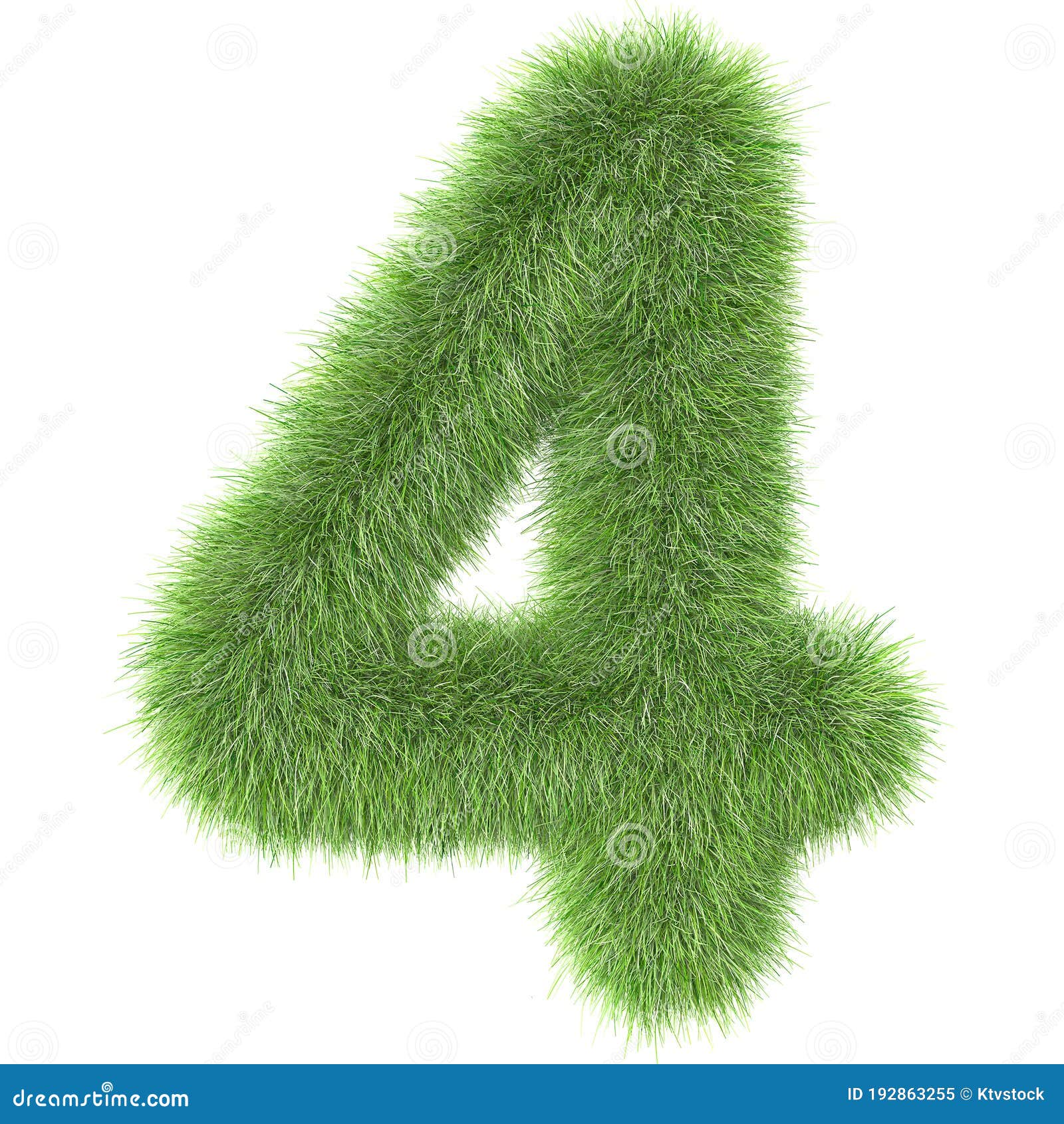 3d Grass Creative Cartoon Nature Decorative Number 4 Stock Illustration ...