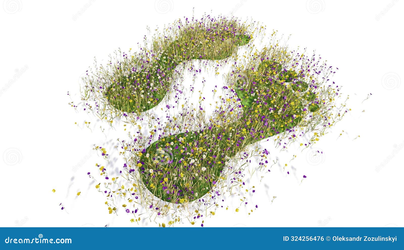 3D Grass Path Ecological Footprint on White Bg Stock Illustration ...