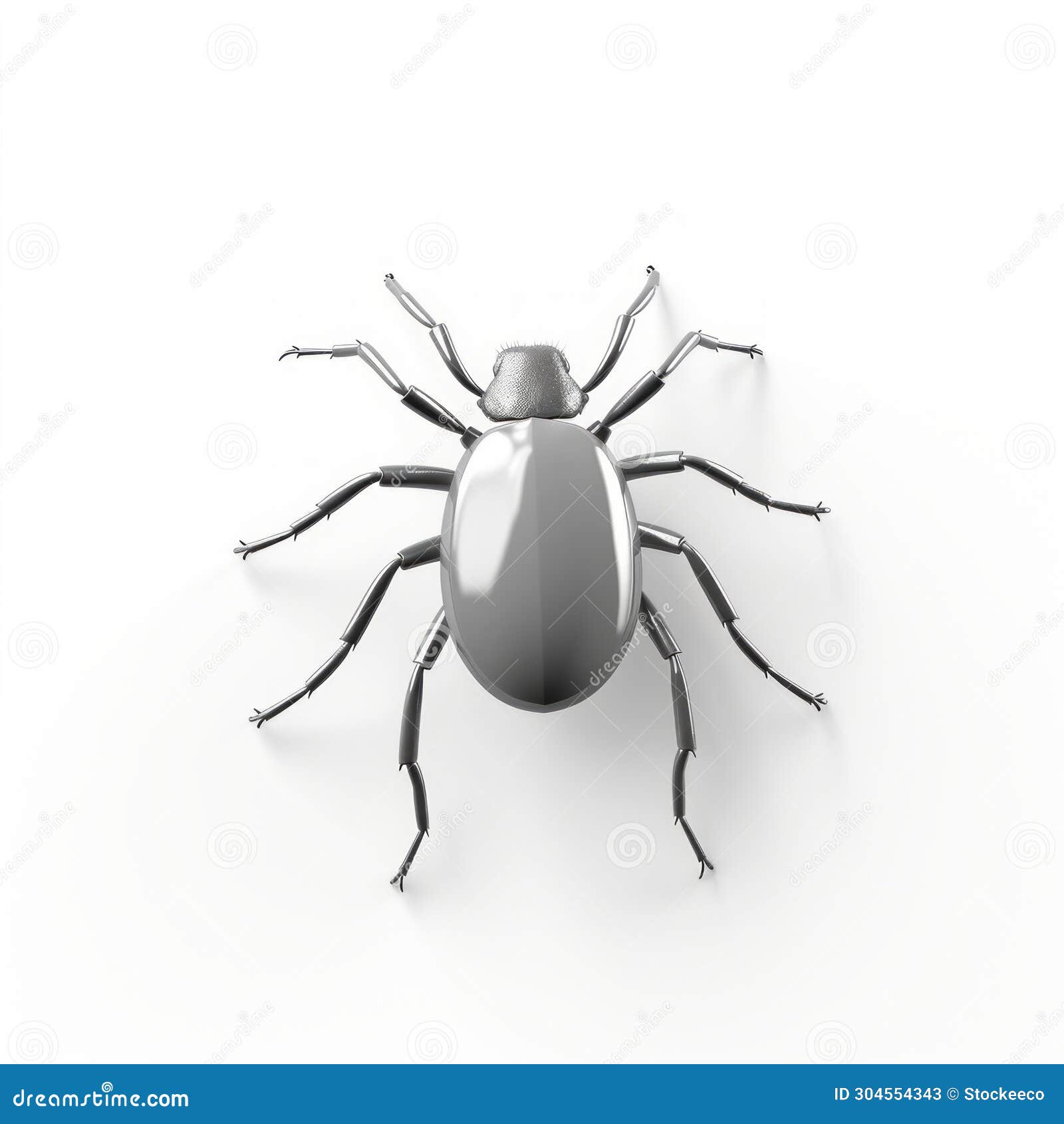 3d Gray Bug with Liquid Metal Style - Halloween Inspired Stock Image ...