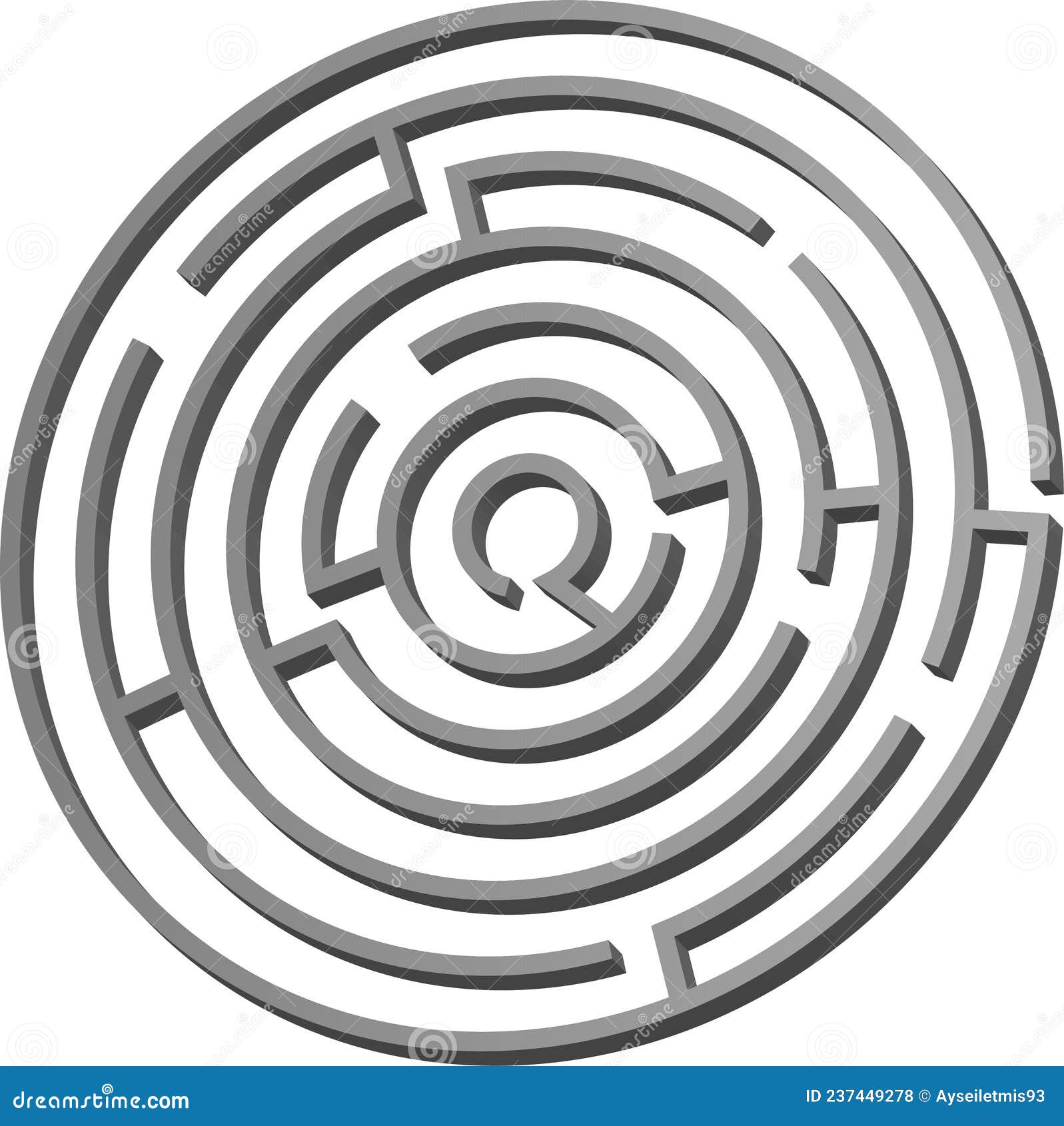 3D Gray circular Labyrinth stock vector. Illustration of challenge ...