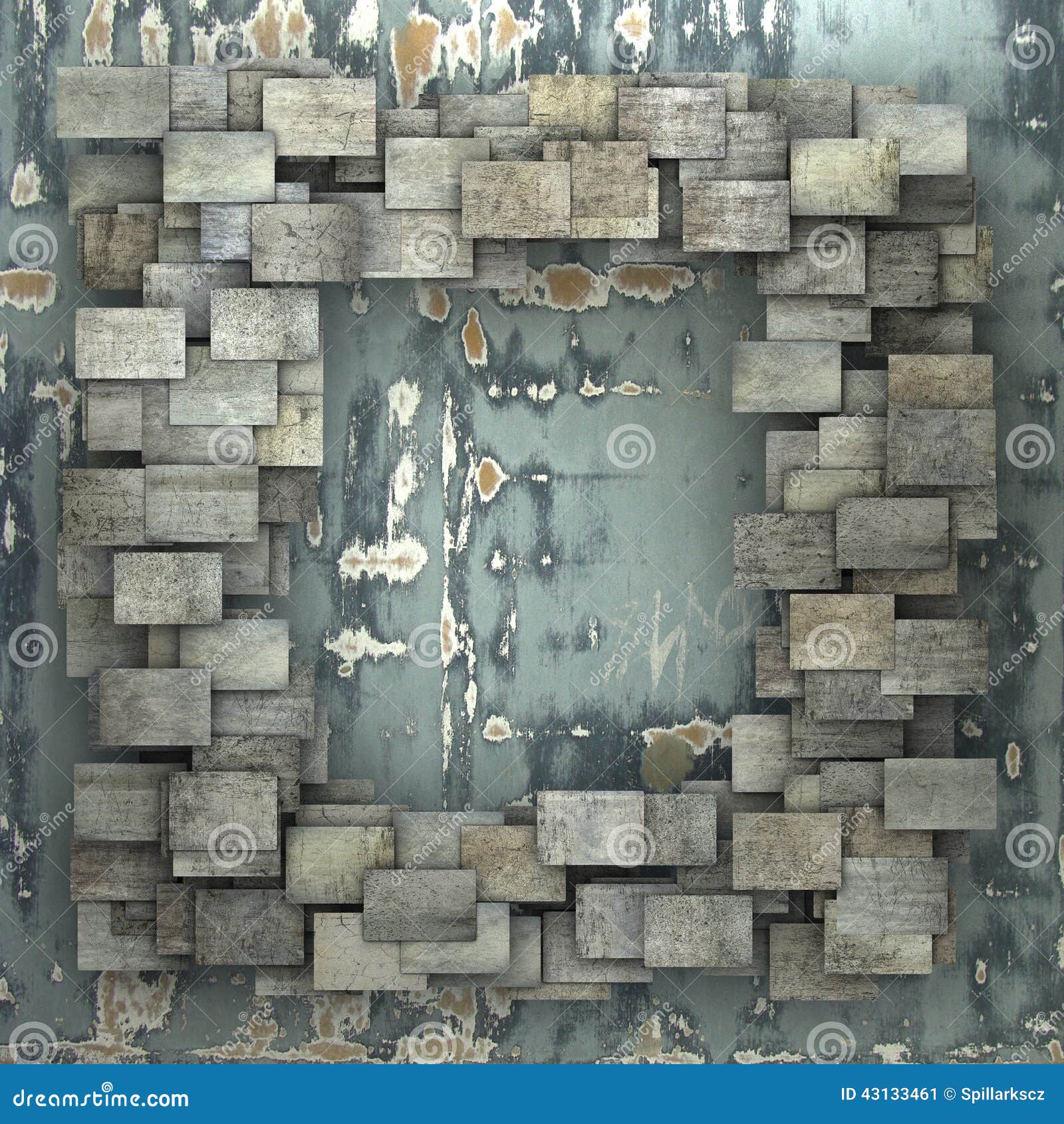 3d Gray Square Tile Grunge Pattern on Blue Grungy Wall Stock ...