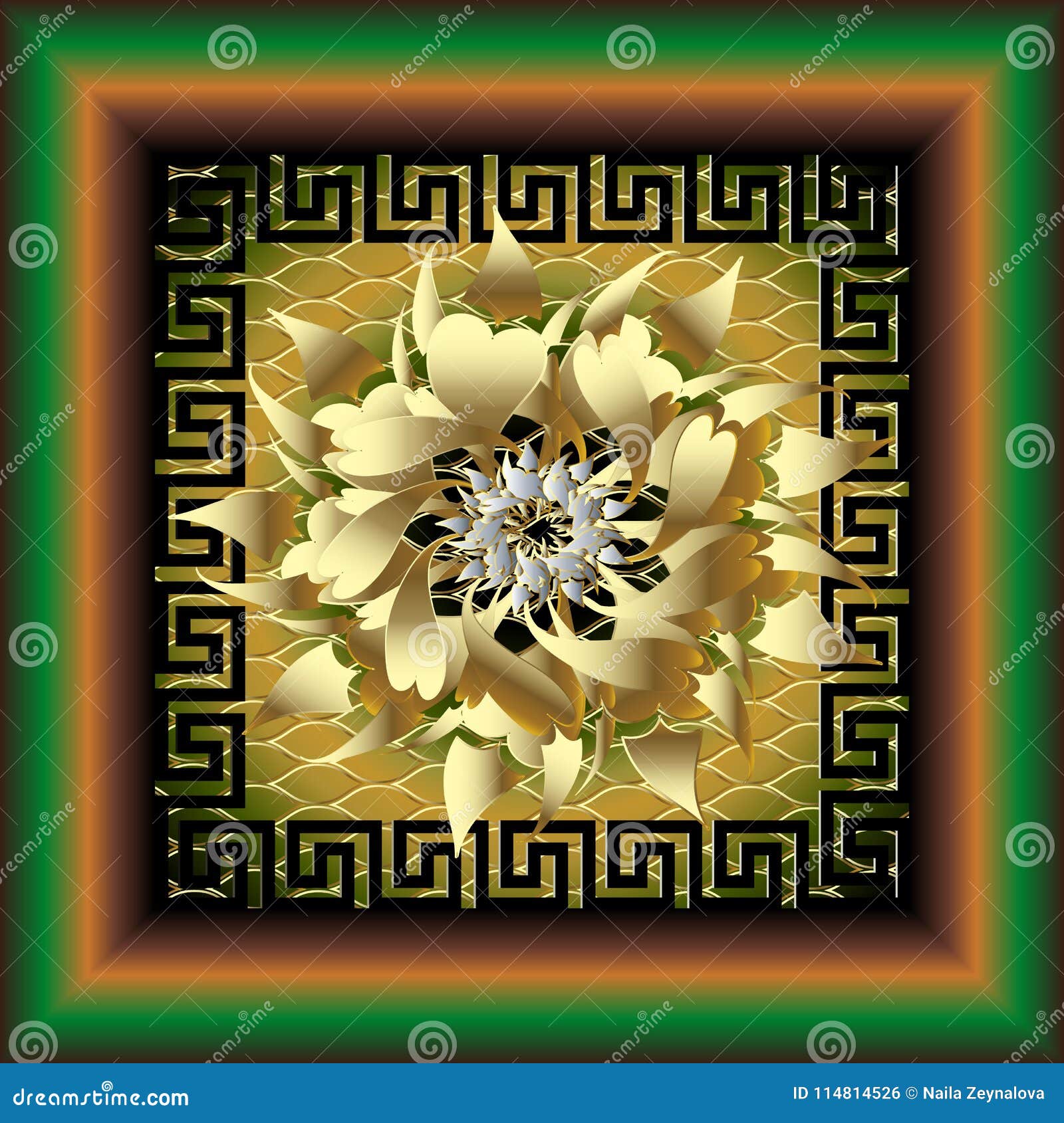 3d Greek Floral Panel Pattern. Modern Vector Luxury Netting Back Stock ...