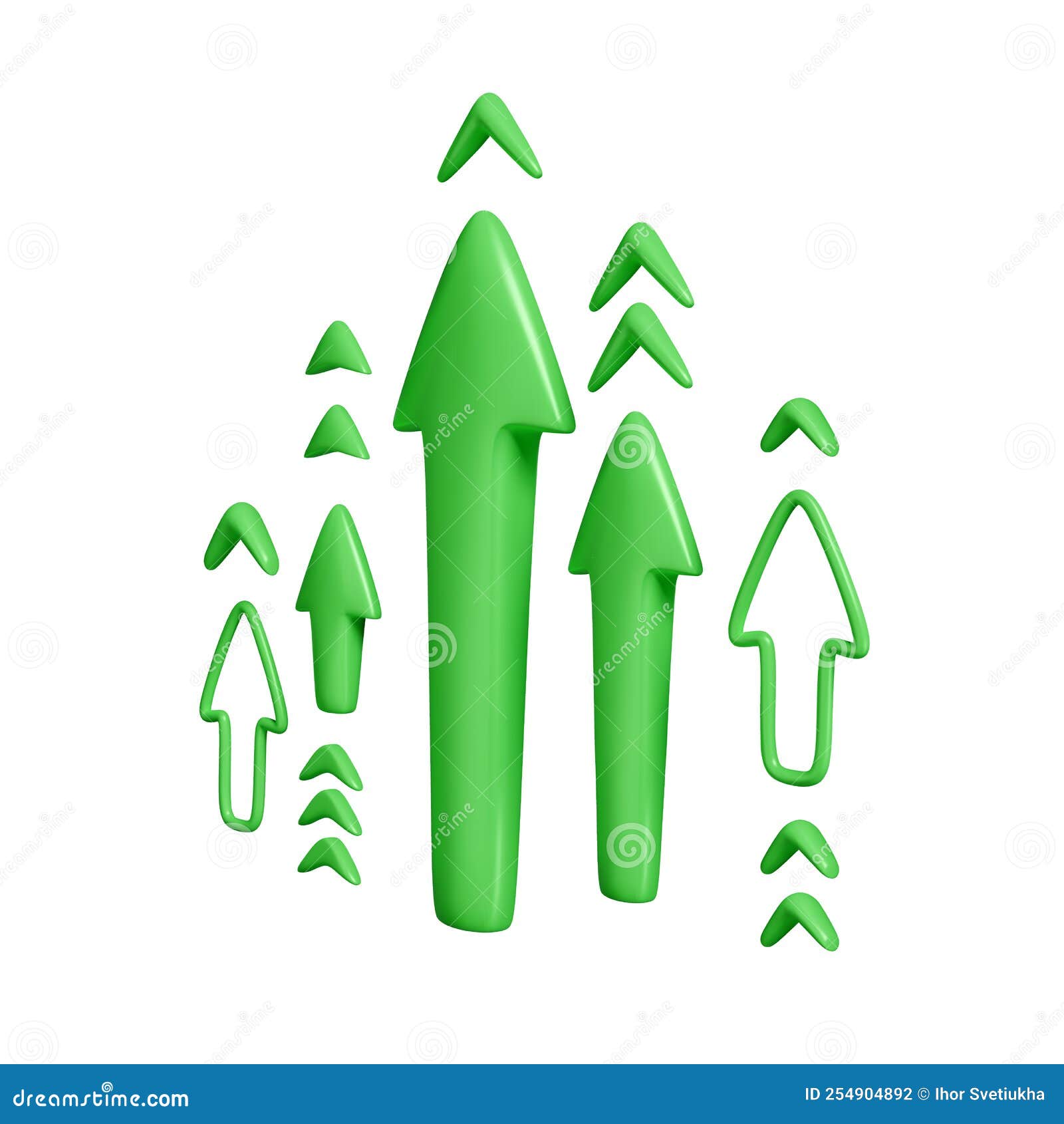 3D green arrows set stock illustration. Illustration of navigation ...