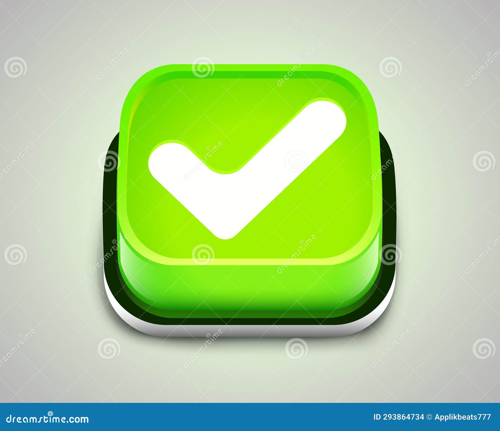 3d Green Button with Checkmark Stock Vector - Illustration of tick ...
