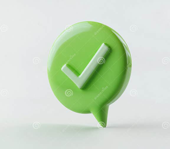 3D Green Check Mark Bubble Speech Icon Design High Quality Image Stock ...
