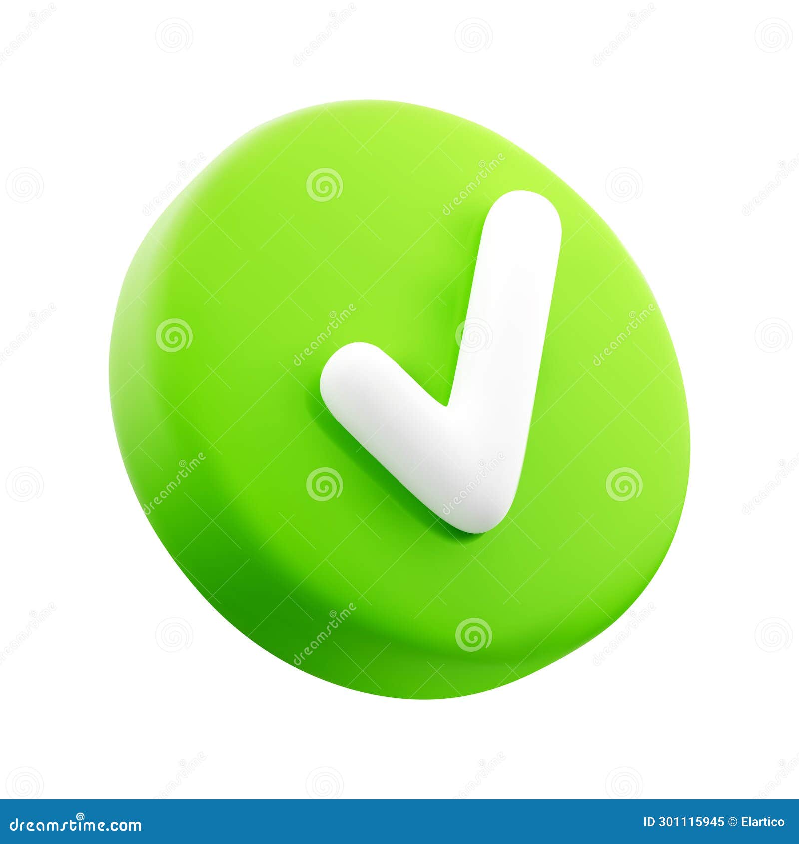 3D Green Check Mark Button Isolated on White Background. Design Element ...