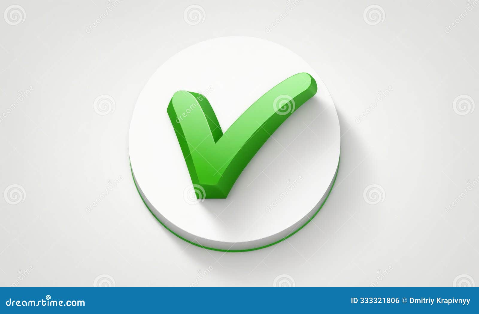 3D Green Check Mark in Circle on White Background Stock Illustration ...