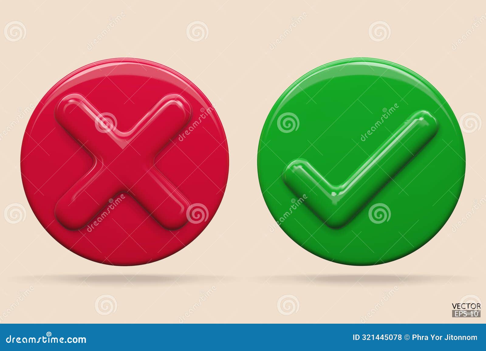 3D Green Checkmark And Red X Mark Icon. Checkmark Right Symbol, Tick ... 3D Green Checkmark And Red X Mark Icon. Checkmark Right Symbol, Tick ...