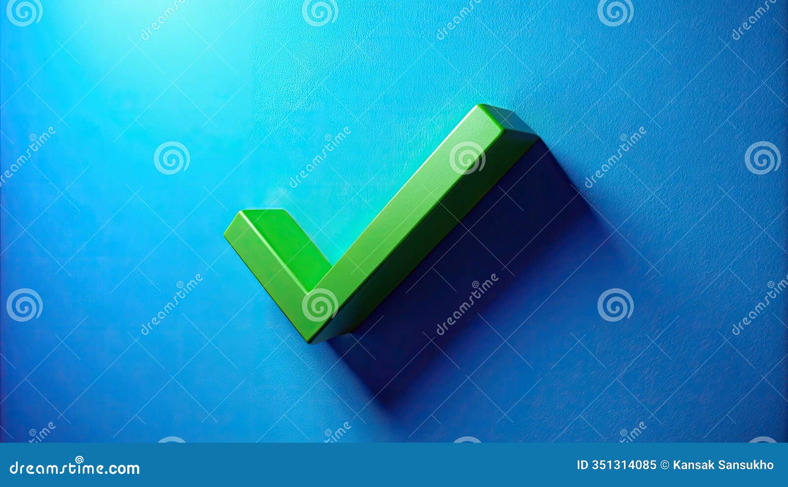 3D Green Checkmark Silhouette on a Blue Background a Symbol of ...