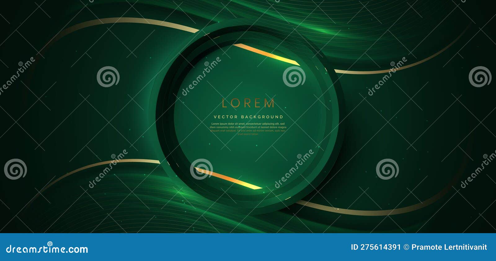 3D Green Circle Frame on Dark Green Background with Lighting Effect and ...