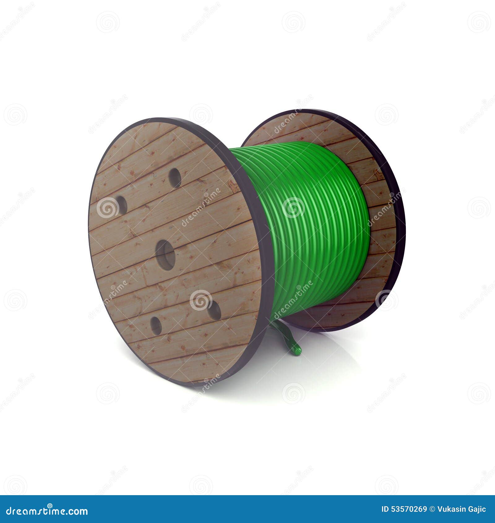 3d Green Colorful Cable Drum Isolated on White Stock Illustration ...