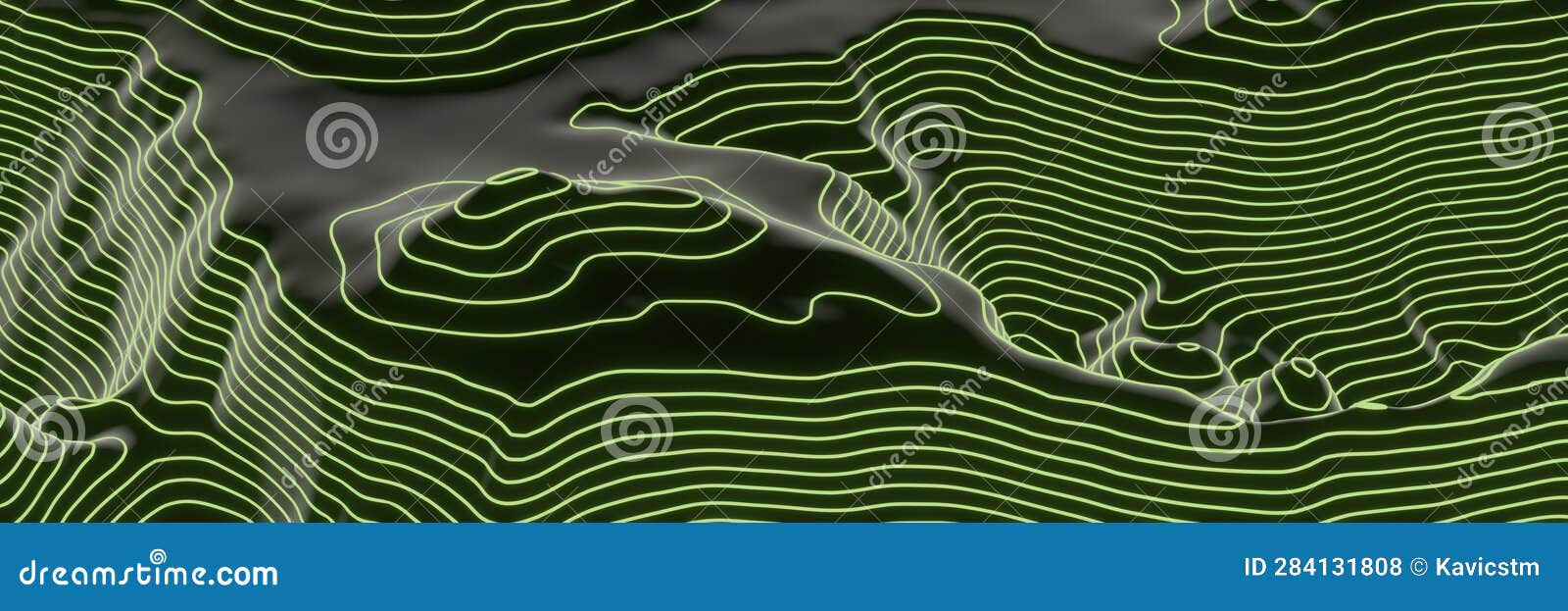 3D Green Contour Layers. Futuristic Data. Topographic Contour Map Stock ...