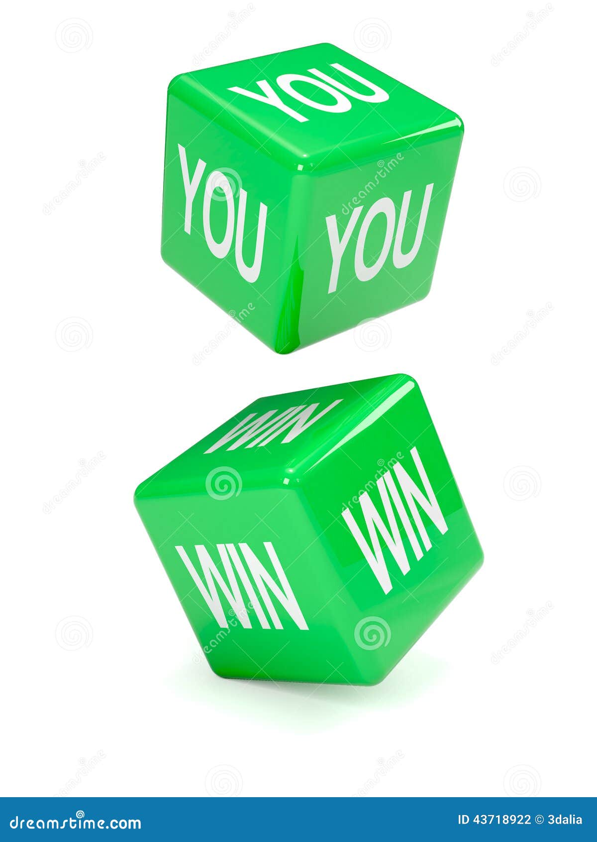 3d Green Dice Spell You Win Stock Illustration - Illustration of render ...