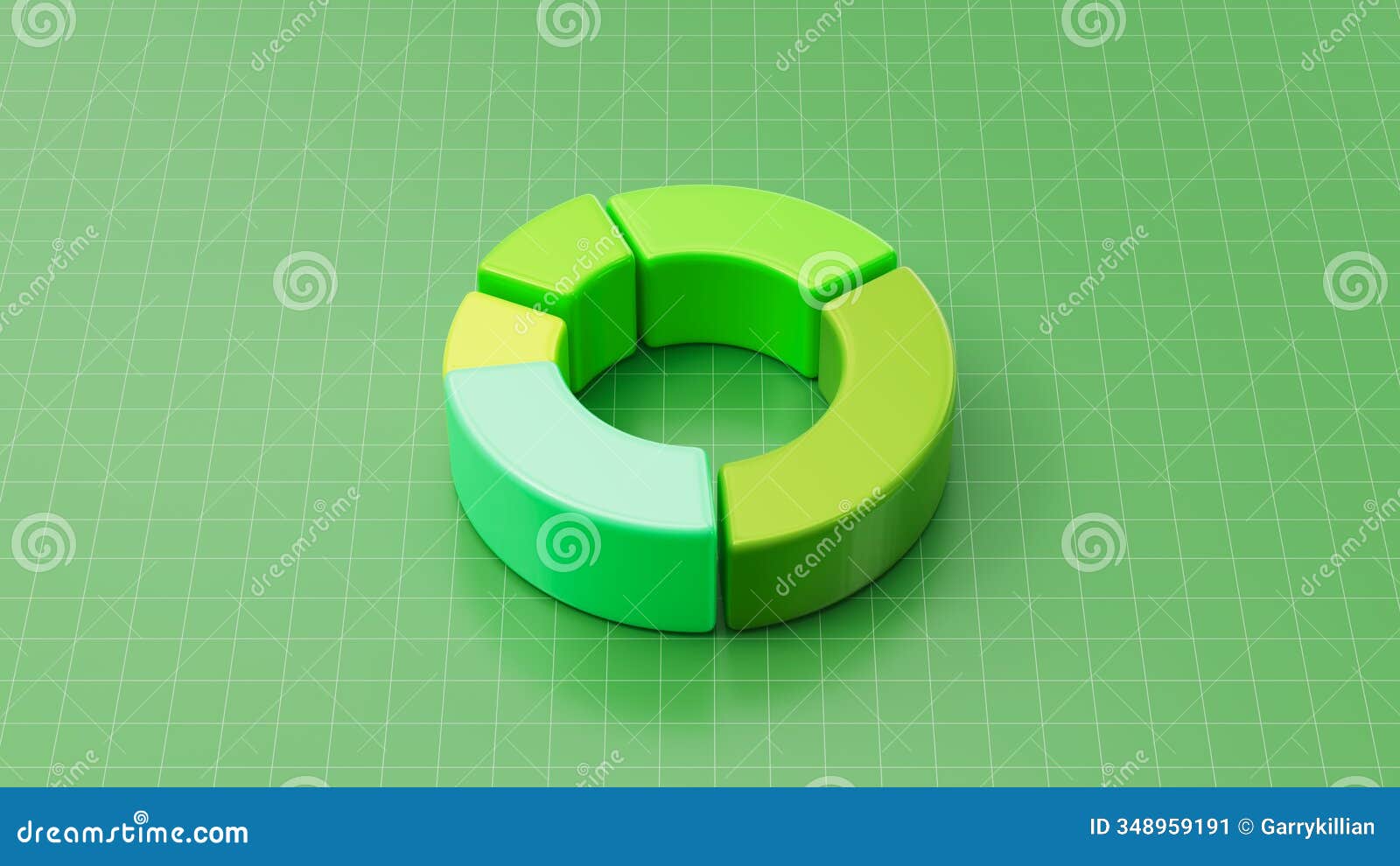 3D Green Donut Pie Chart with Colorful Segments. Information Graphic ...