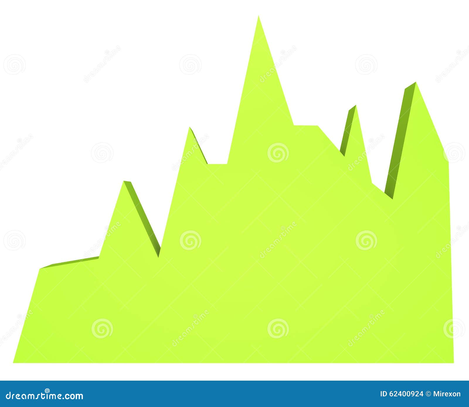 3d Green Graph on White Background. Abstract Chart Stock Illustration ...