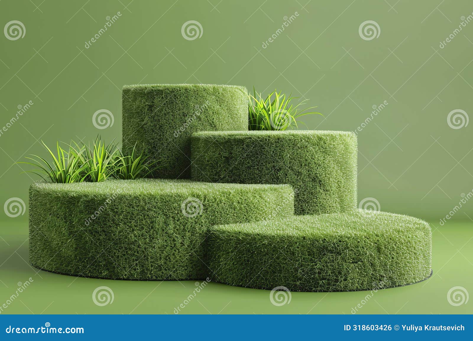 3D Green Grass Podium, Pedestal or Platform for Product Presentation ...