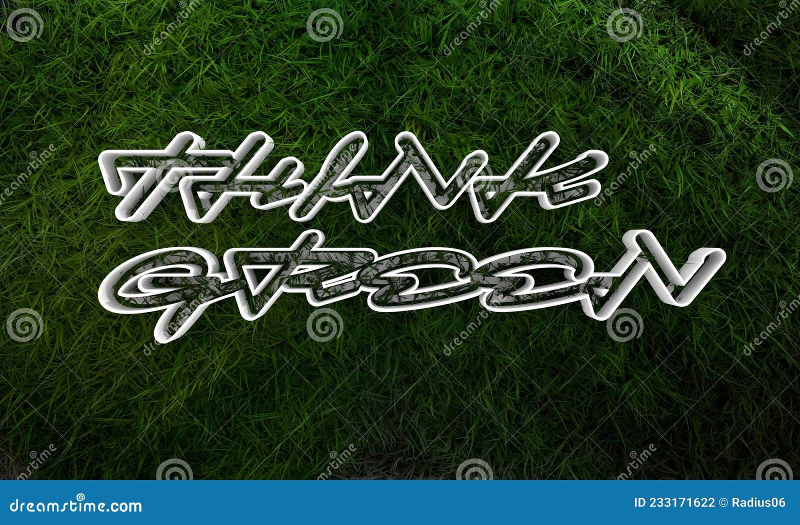 3d Green Grass and Think Green Text Stock Illustration - Illustration ...