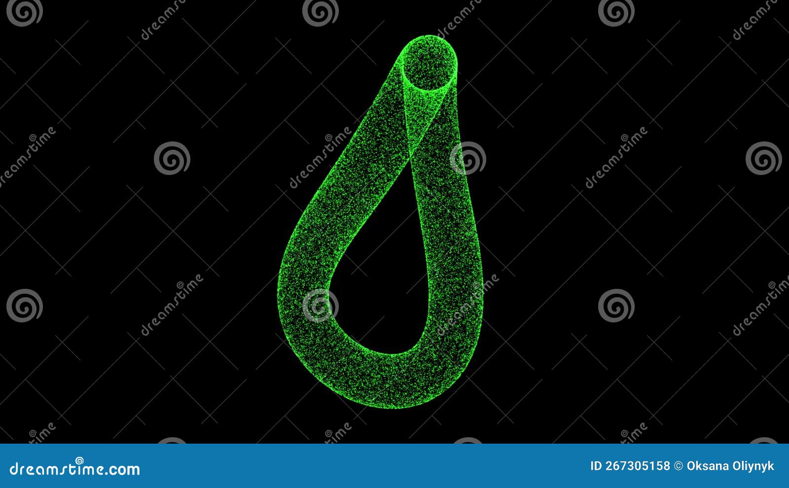 3D Green Infinity Object on Black Backdrop. Object Consisting of ...