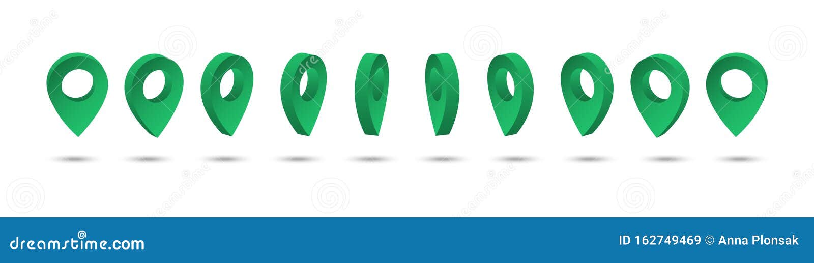 3D Green Map Pointers. Location Symbols. Vector Icon. Stock ...