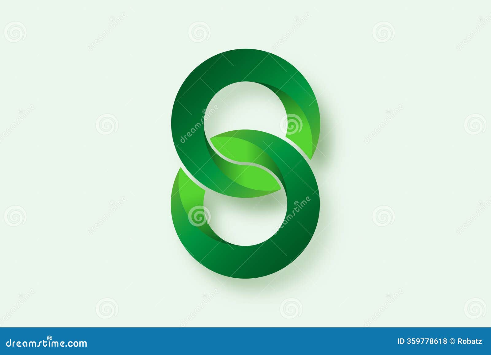3D Green Number Eight, Double Zero or Infinity Logo Design Template ...