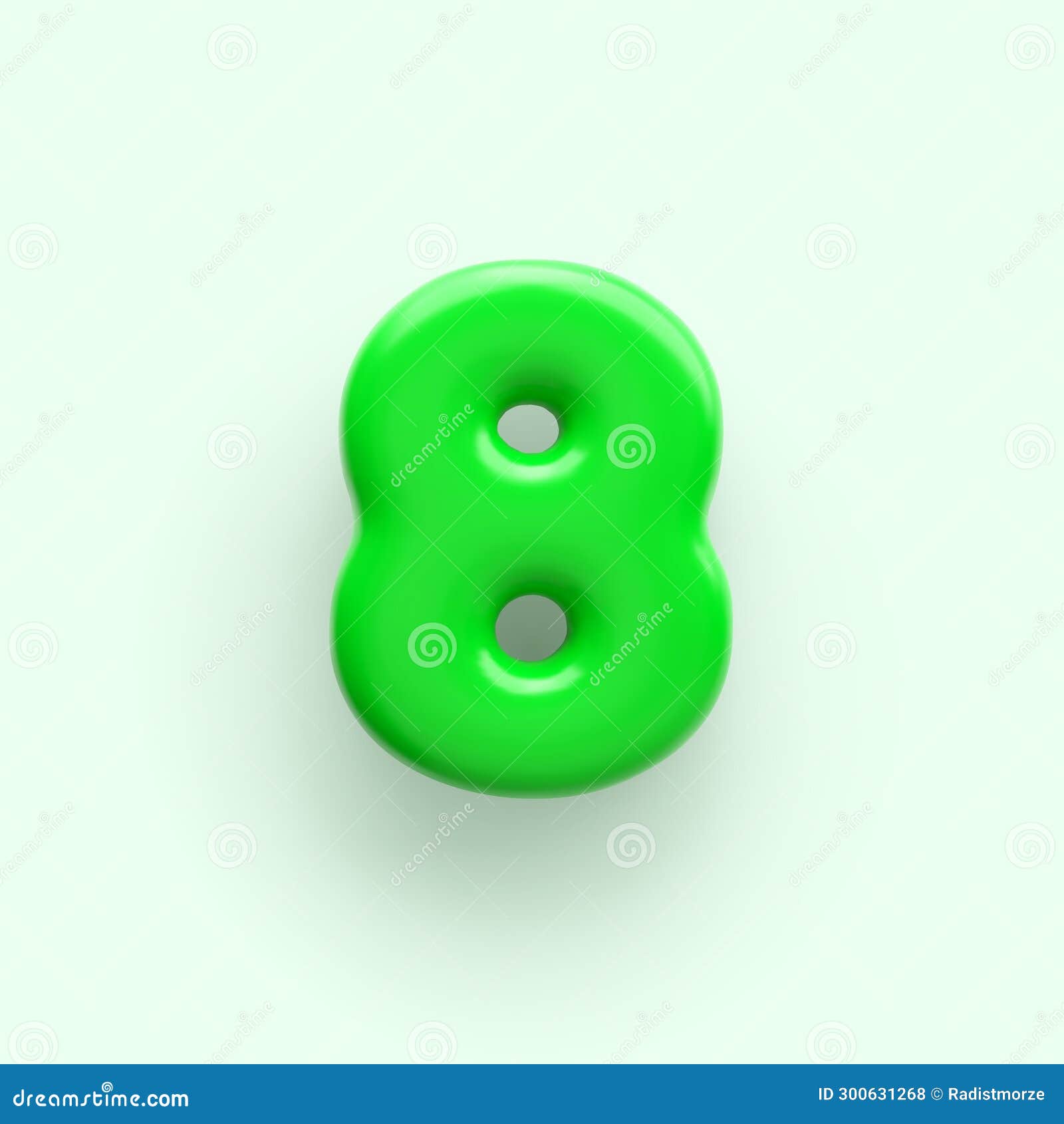 3D Green Number 8 with a Glossy Surface on a Light Background . Stock ...