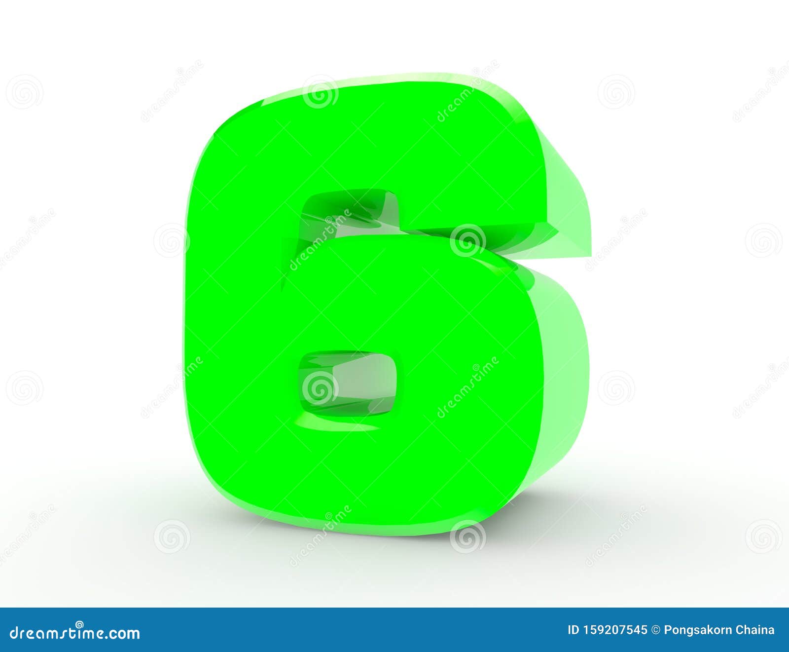 3d Green Number 6 Isolated on White Background 3d Rendering Stock ...