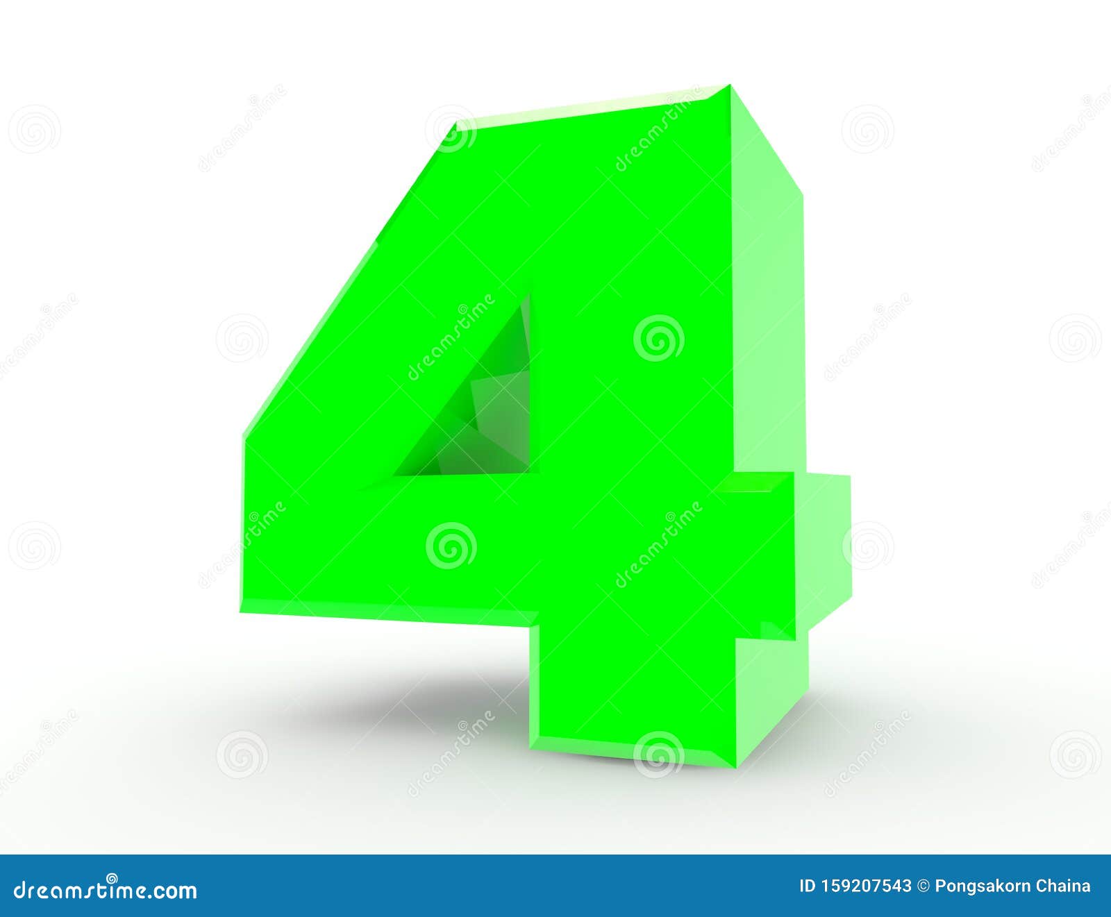 3d Green Number 4 Isolated on White Background 3d Rendering Stock ...