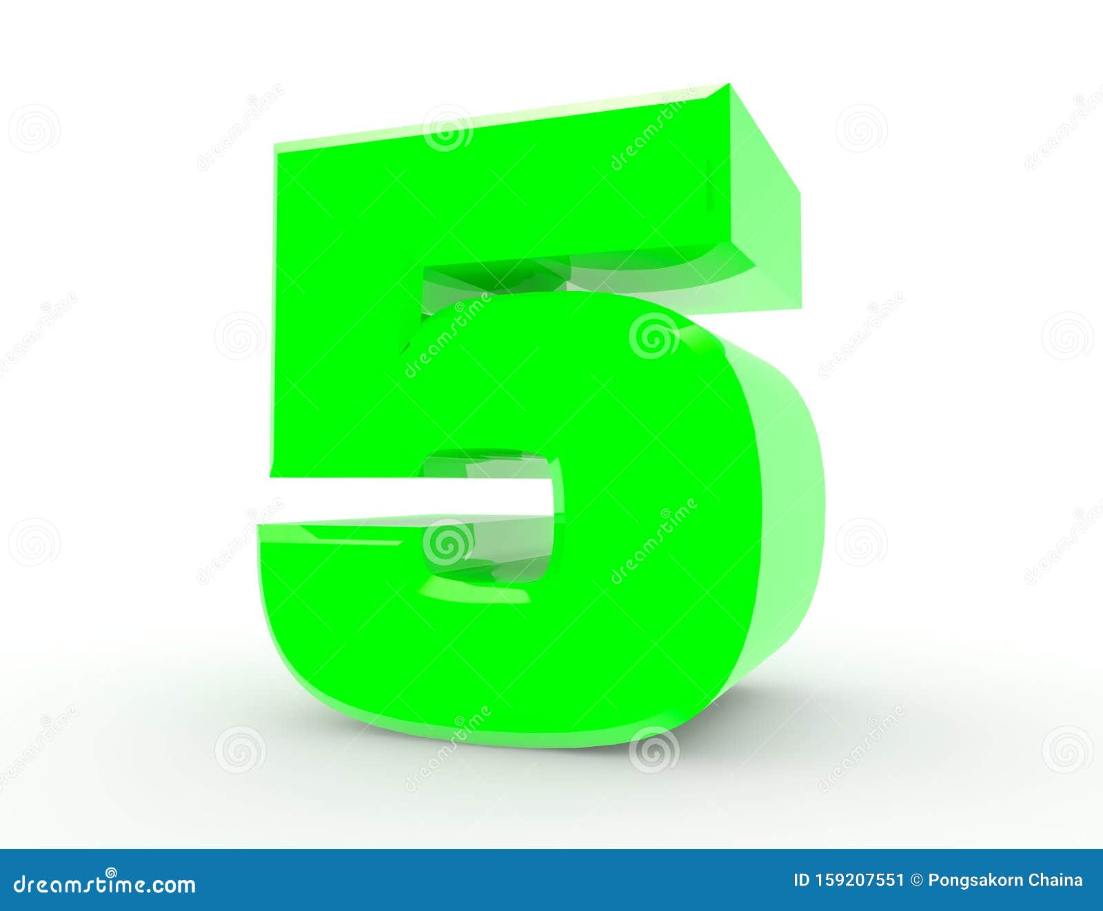 3d Green Number 5 Isolated on White Background 3d Rendering Stock ...