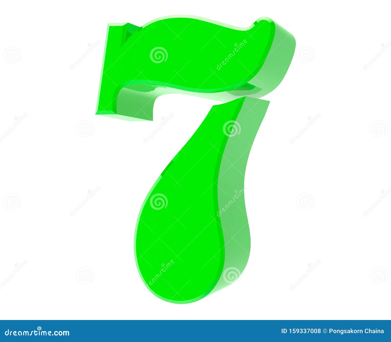 3d Green Number 7 on White Background 3d Rendering Stock Illustration ...