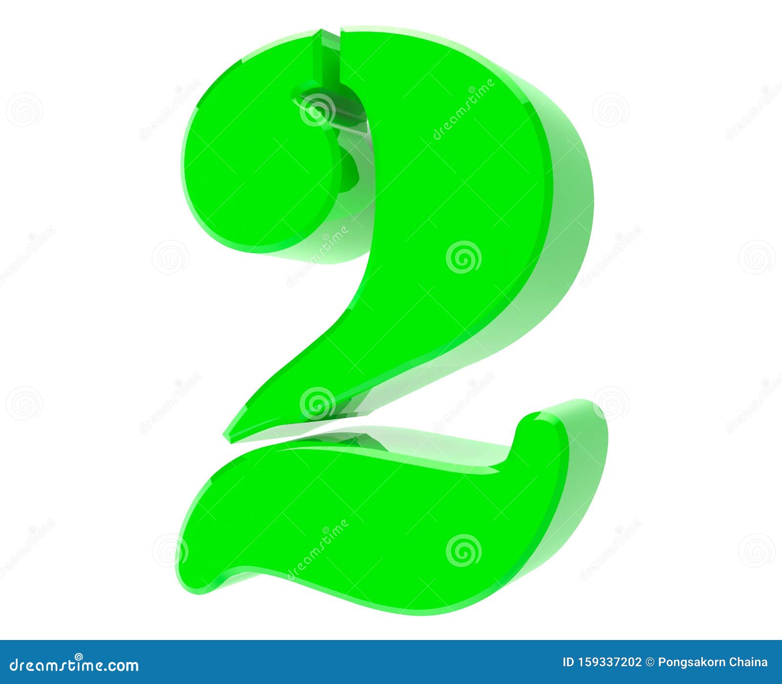 3d Green Number 2 on White Background 3d Rendering Stock Illustration ...
