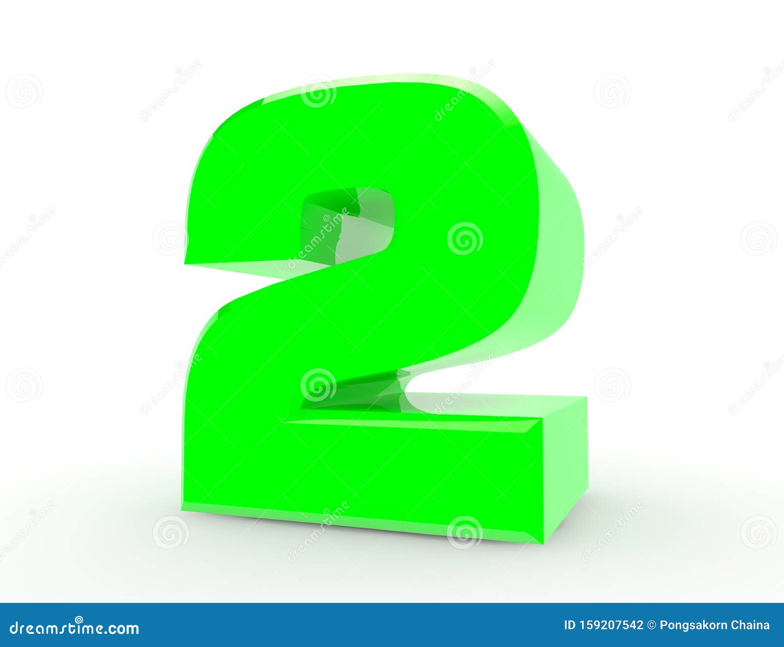 3d Green Number 2 Isolated on White Background 3d Rendering Stock ...
