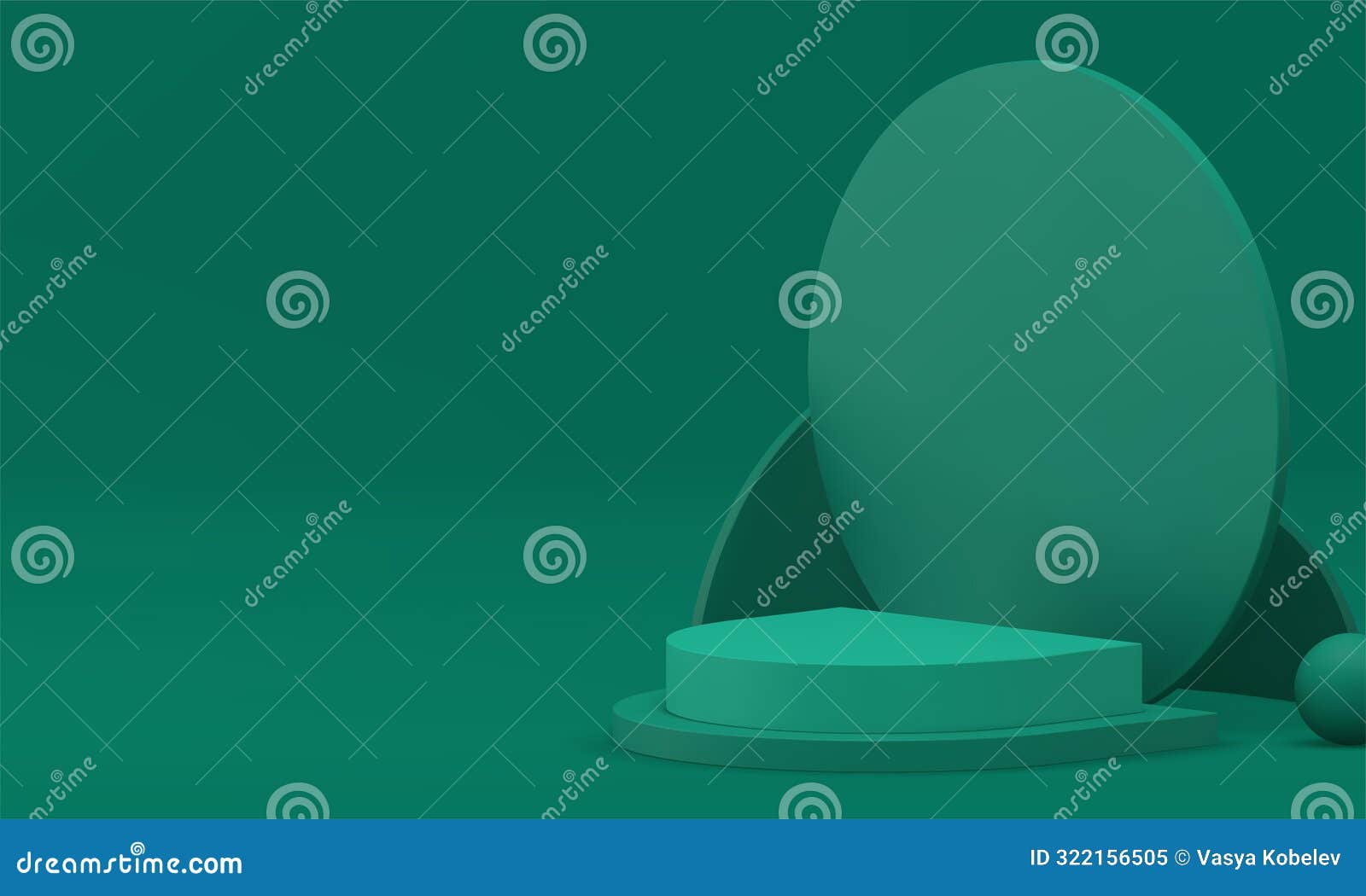 3d Green Semi Circle Geometric Podium Pedestal with Round Wall ...