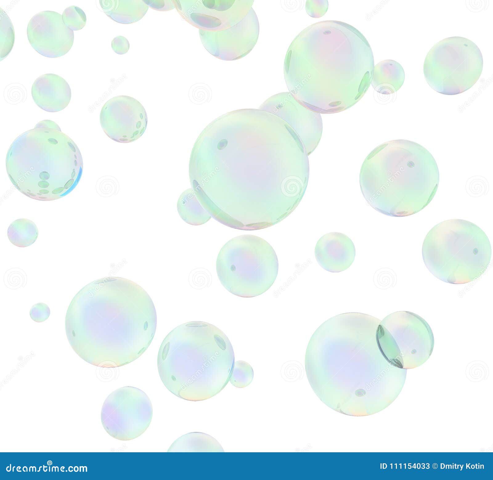 3D Green Soap Bubbles. 3D Rendering. Stock Illustration - Illustration ...