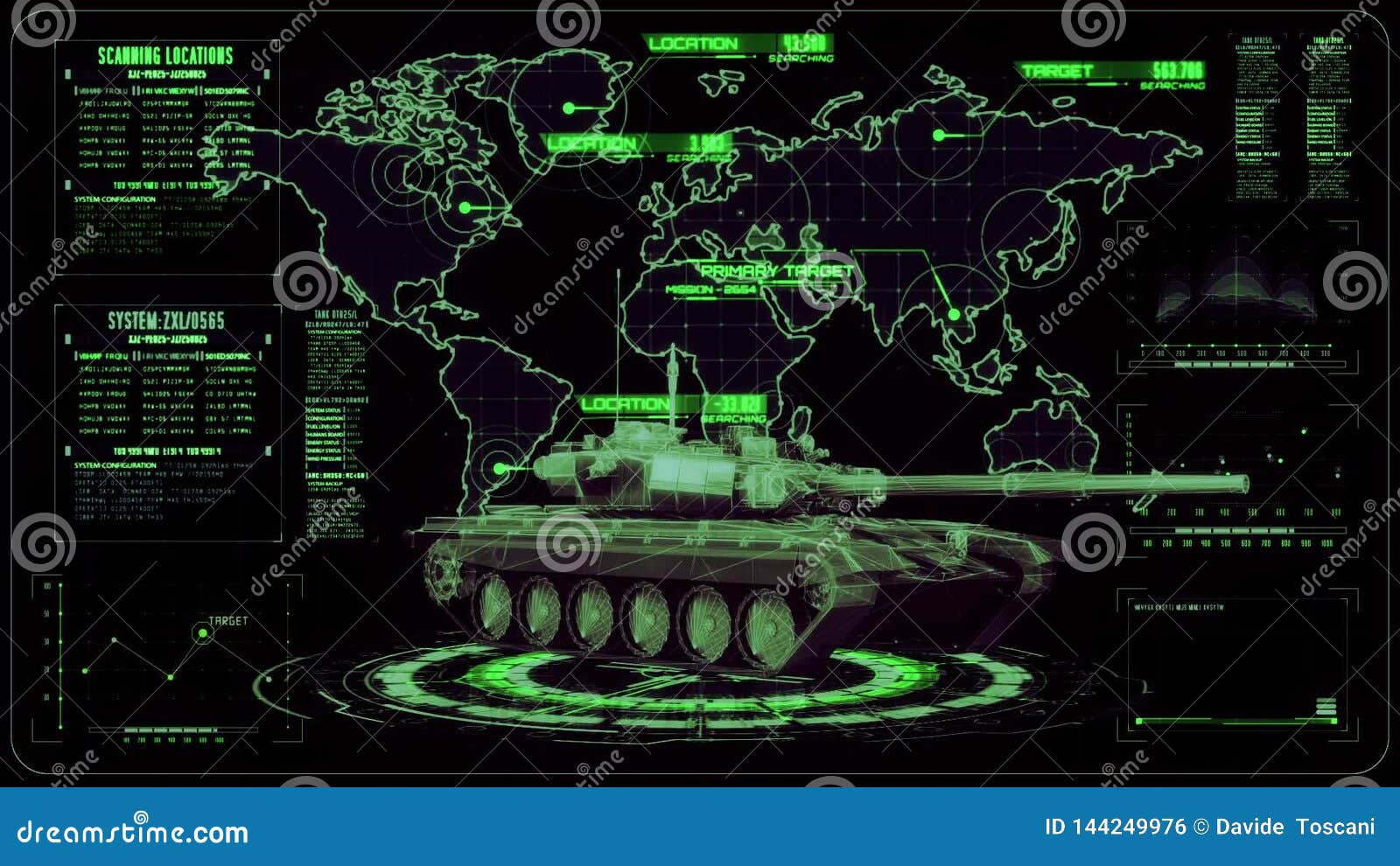 3D Green Tank HUD Interface Motion Graphic Element Stock Footage ...