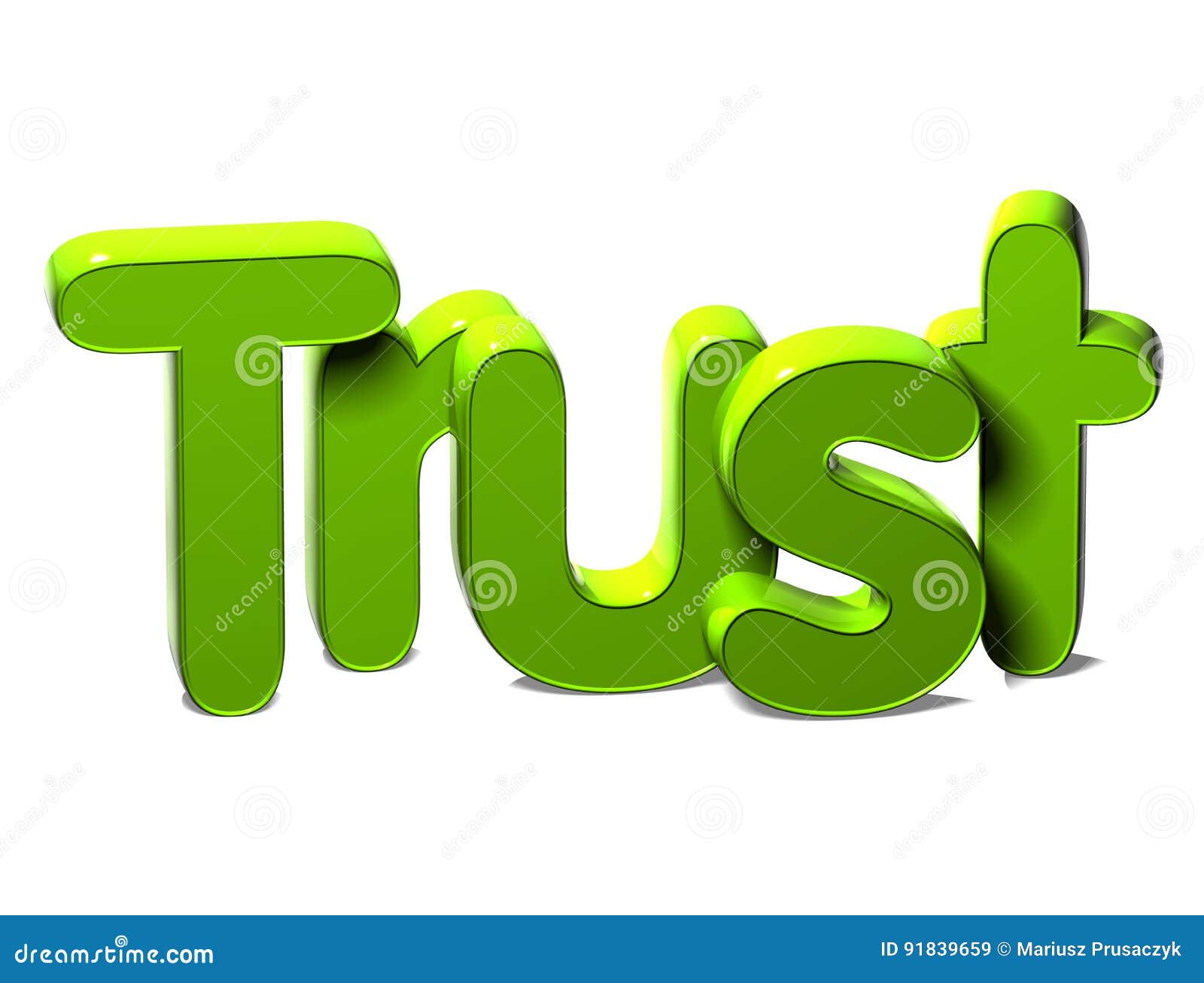 3D Green Word Trust on White Background Stock Illustration ...