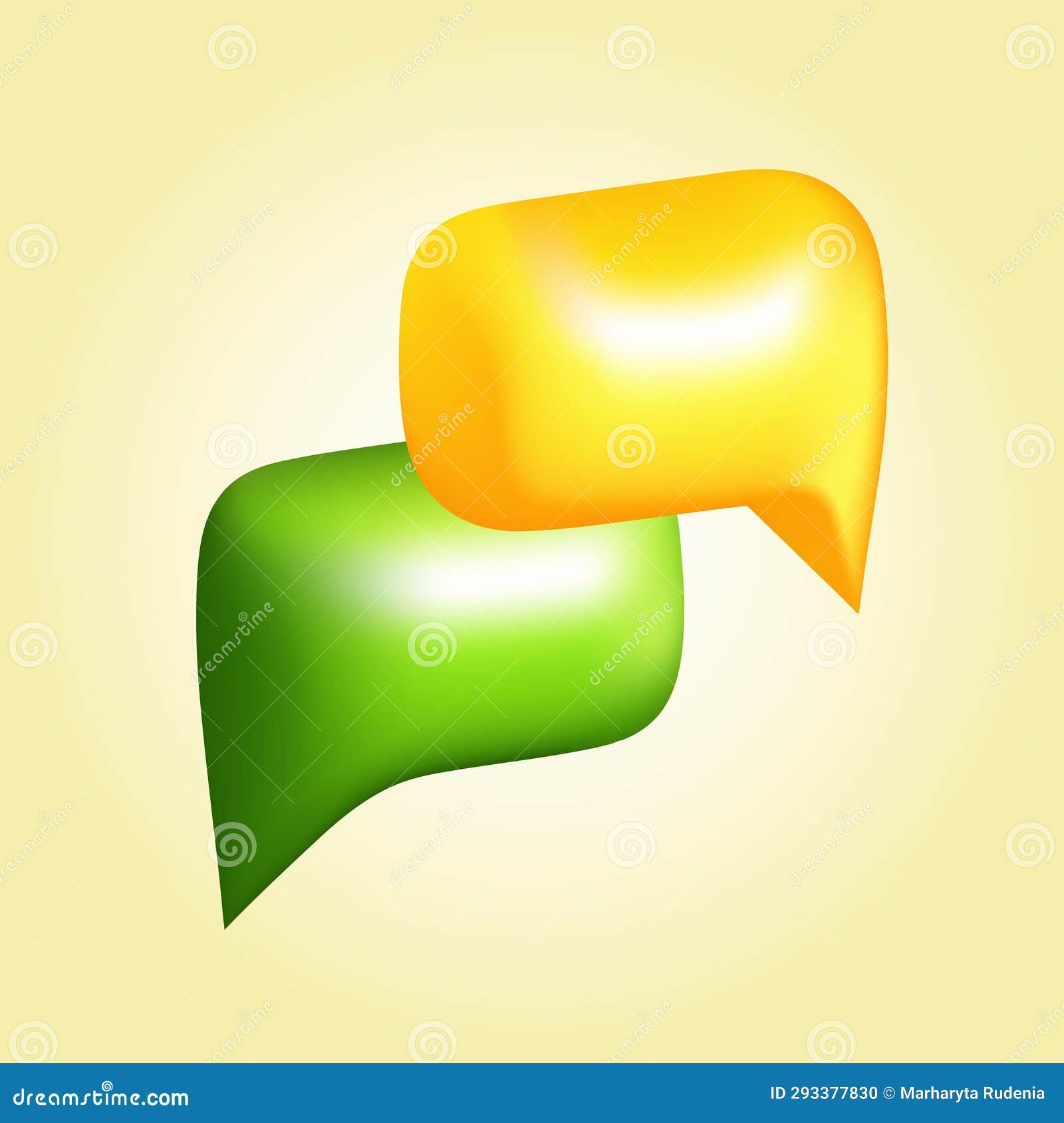 3d Green and Yellow Bubble Speeches Vector Illustration Design. Stock ...