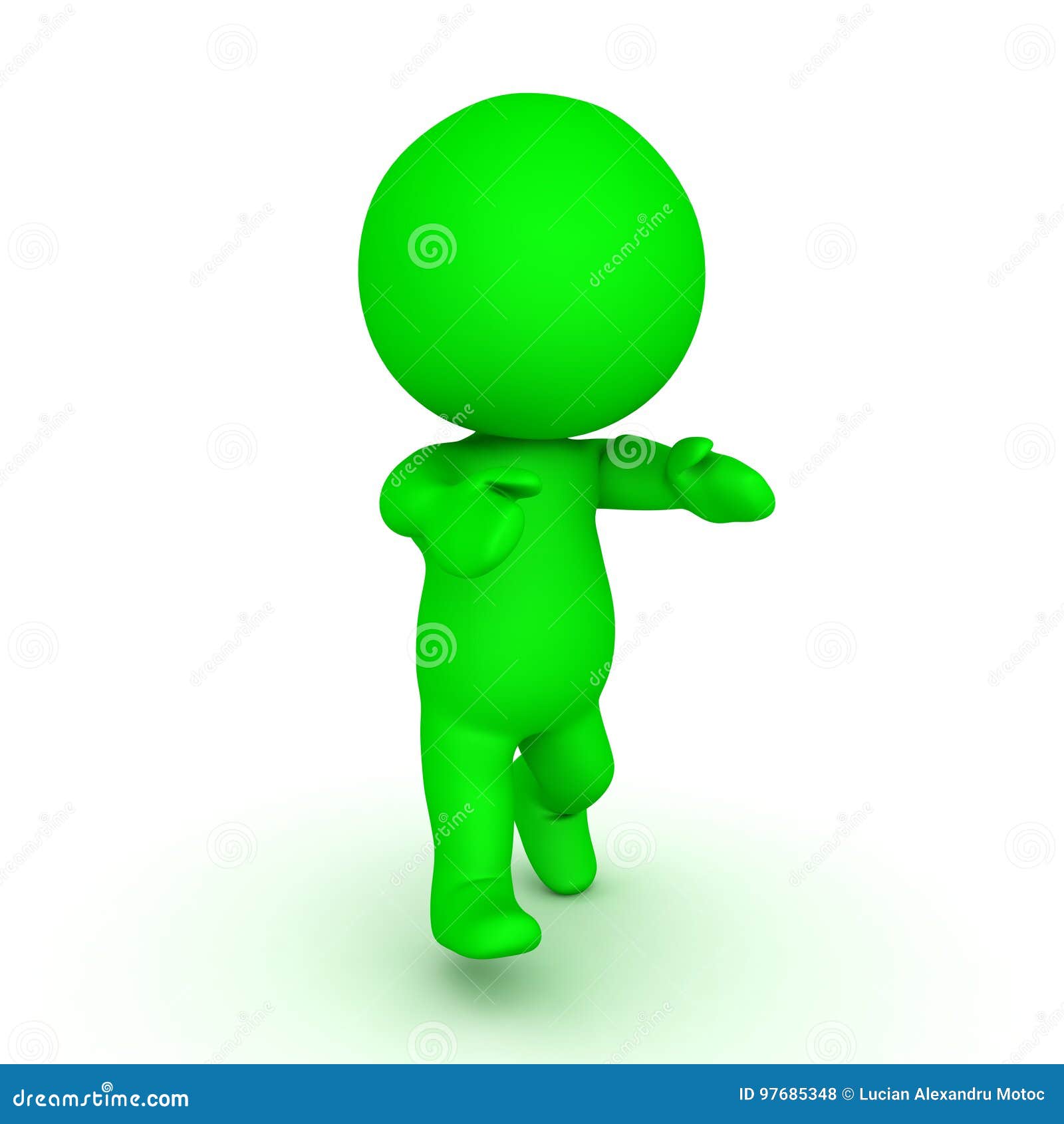 3D Green Zombie Walking with His Arms Forward Stock Illustration ...
