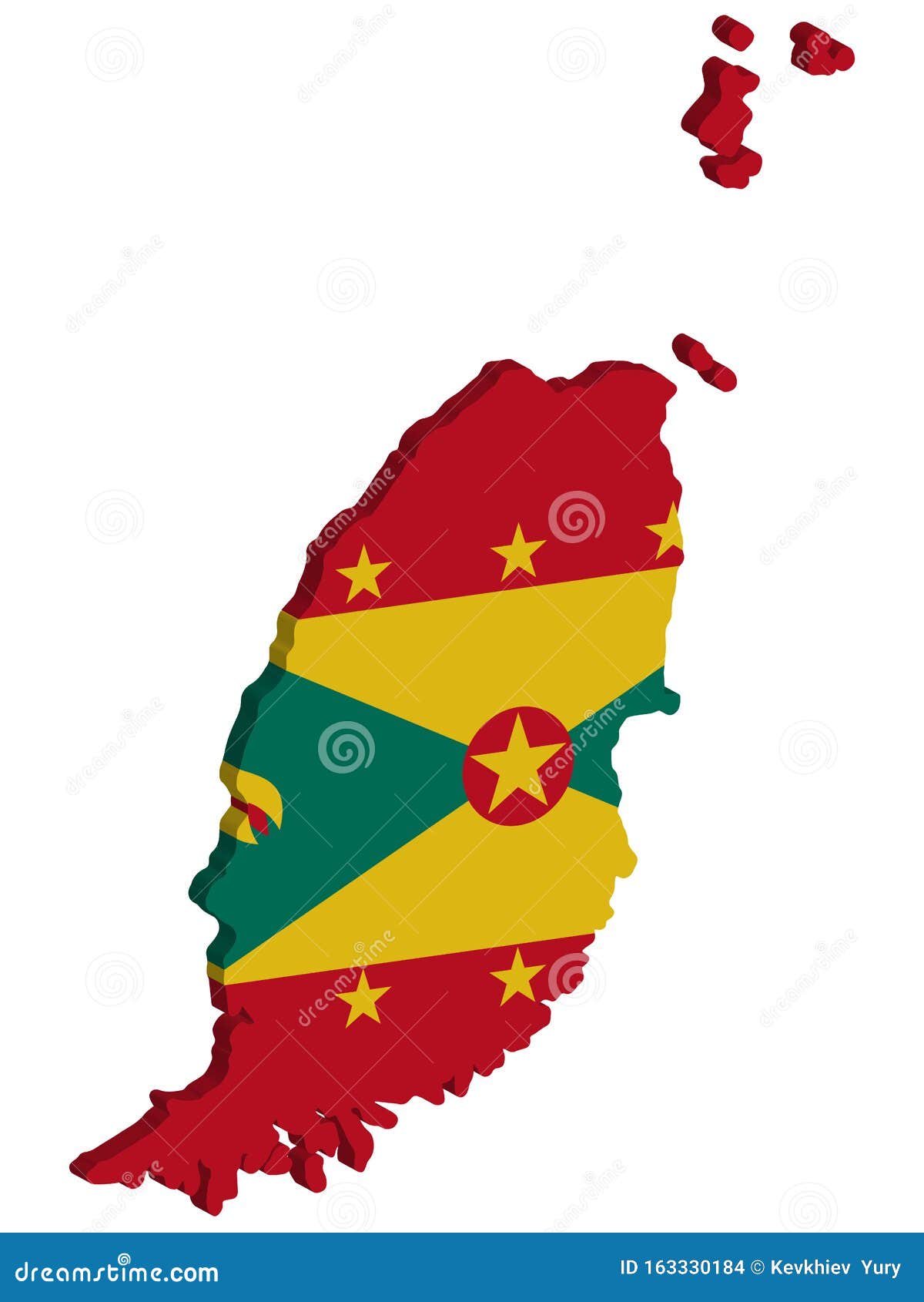 3D Grenada Map Flag Vector Illustration Stock Vector - Illustration of ...