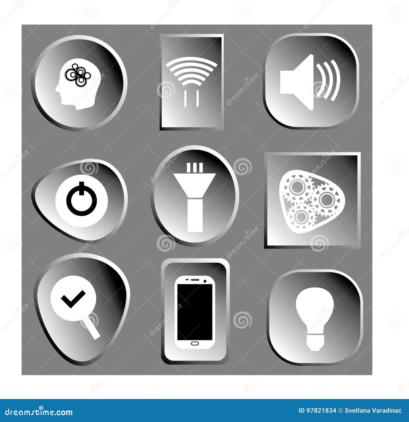 3D grey icons or image stock vector. Illustration of threedimensional ...