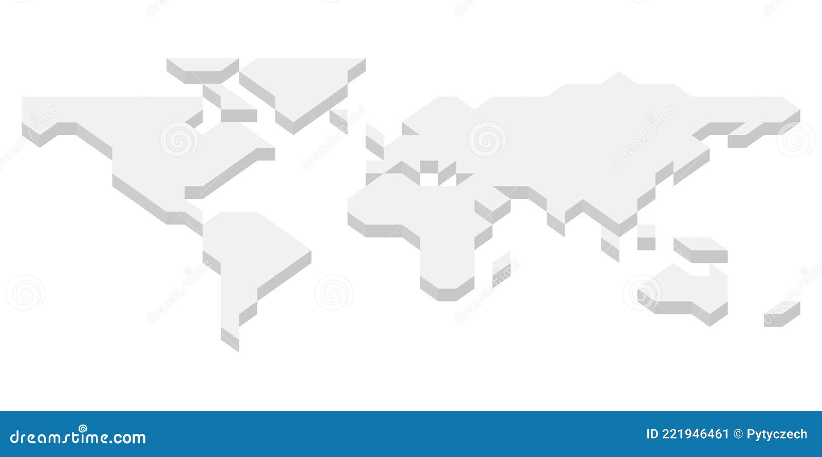 3D isometric map of World stock vector. Illustration of land - 221946461