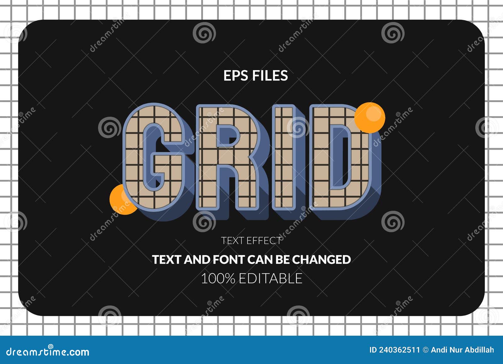 3d Grid Pattern Geometric Editable Text Effect. Eps Vector File Stock ...