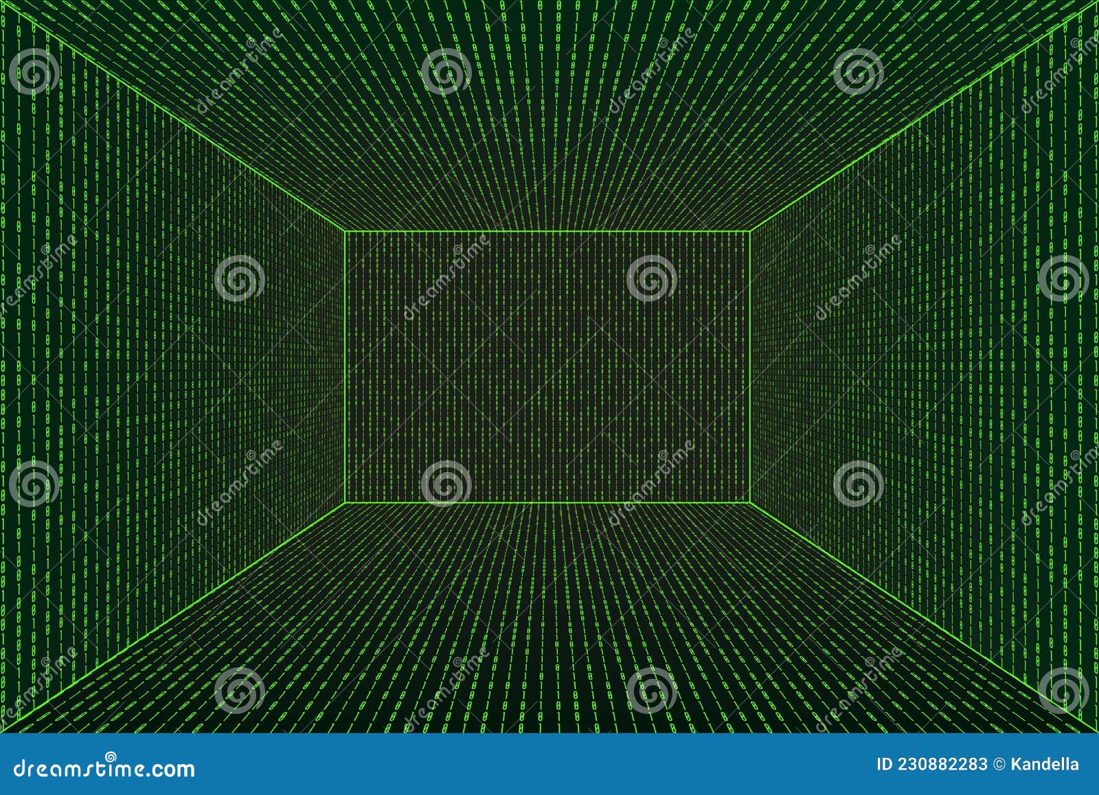 3d Grid Perspective Room in Matrix Technology Style. Stock Vector ...