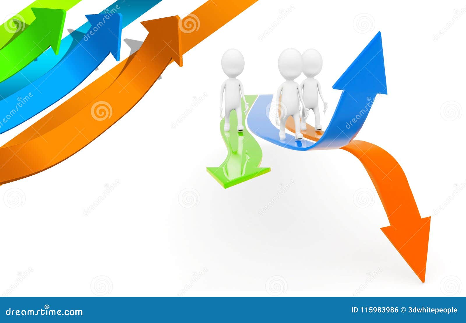 3d Group of Men Walking through Different Directional Arrows Con Stock ...