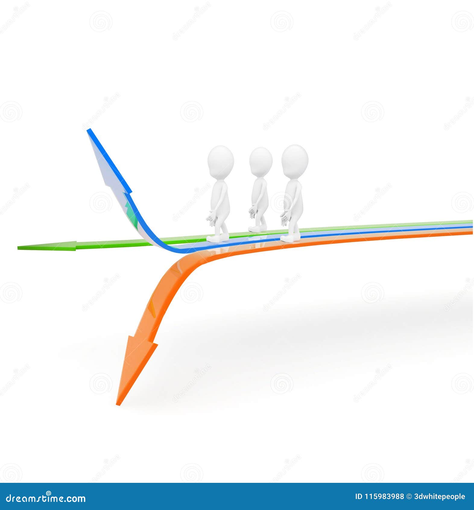 3d Group of Men Walking through Different Directional Arrows Con Stock ...