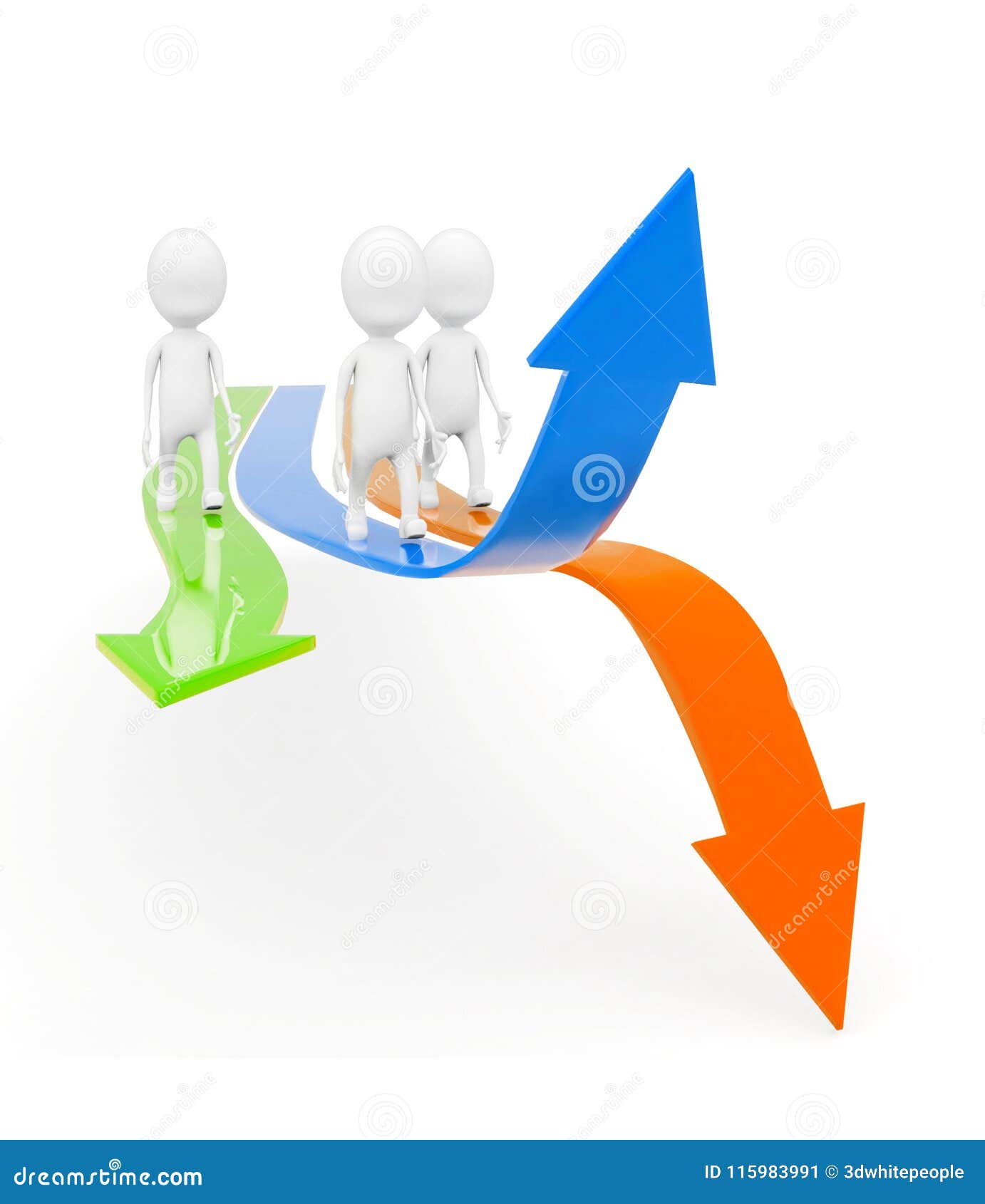 3d Group of Men Walking through Different Directional Arrows Con Stock ...