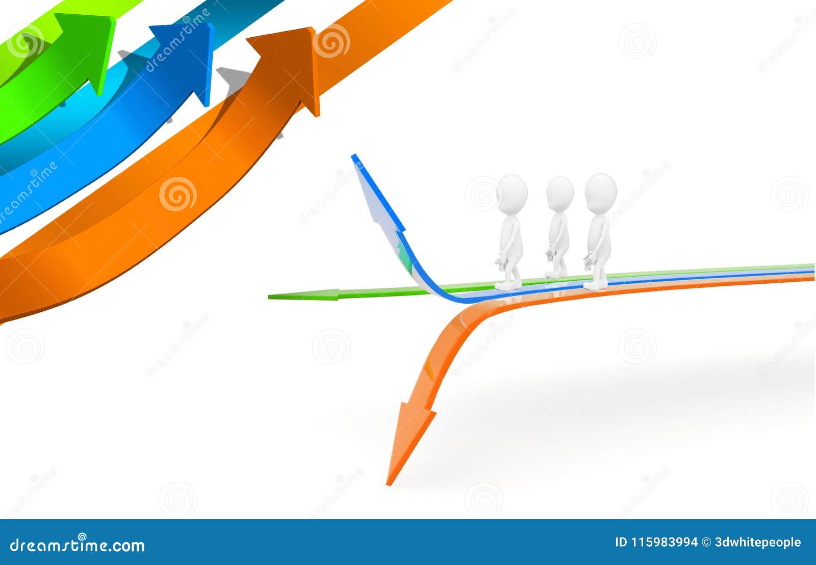 3d Group of Men Walking through Different Directional Arrows Con Stock ...